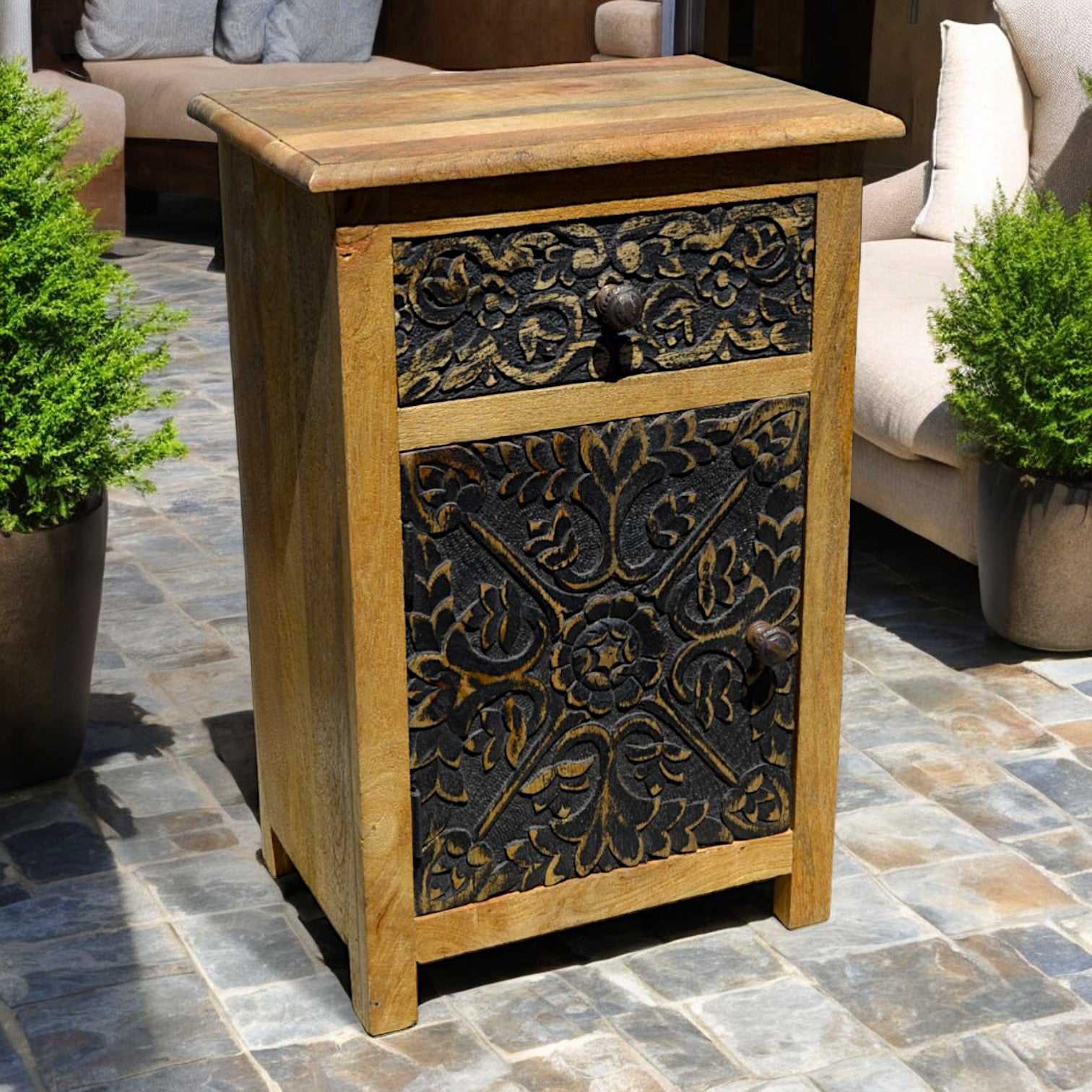Indian Mango Wood Bedside Table – One World Bazaar