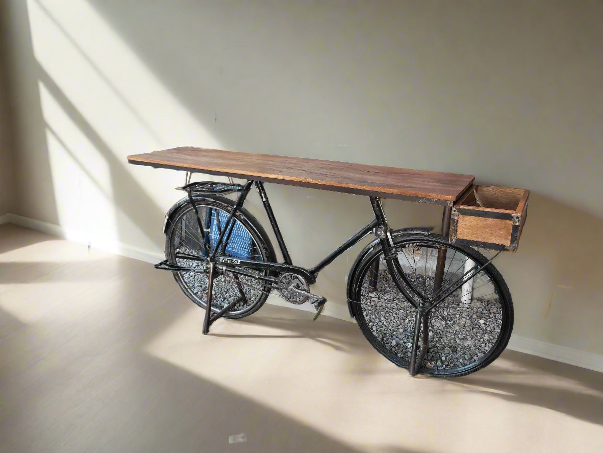 Wood & Iron Bicycle Bar Console Table – One World Bazaar