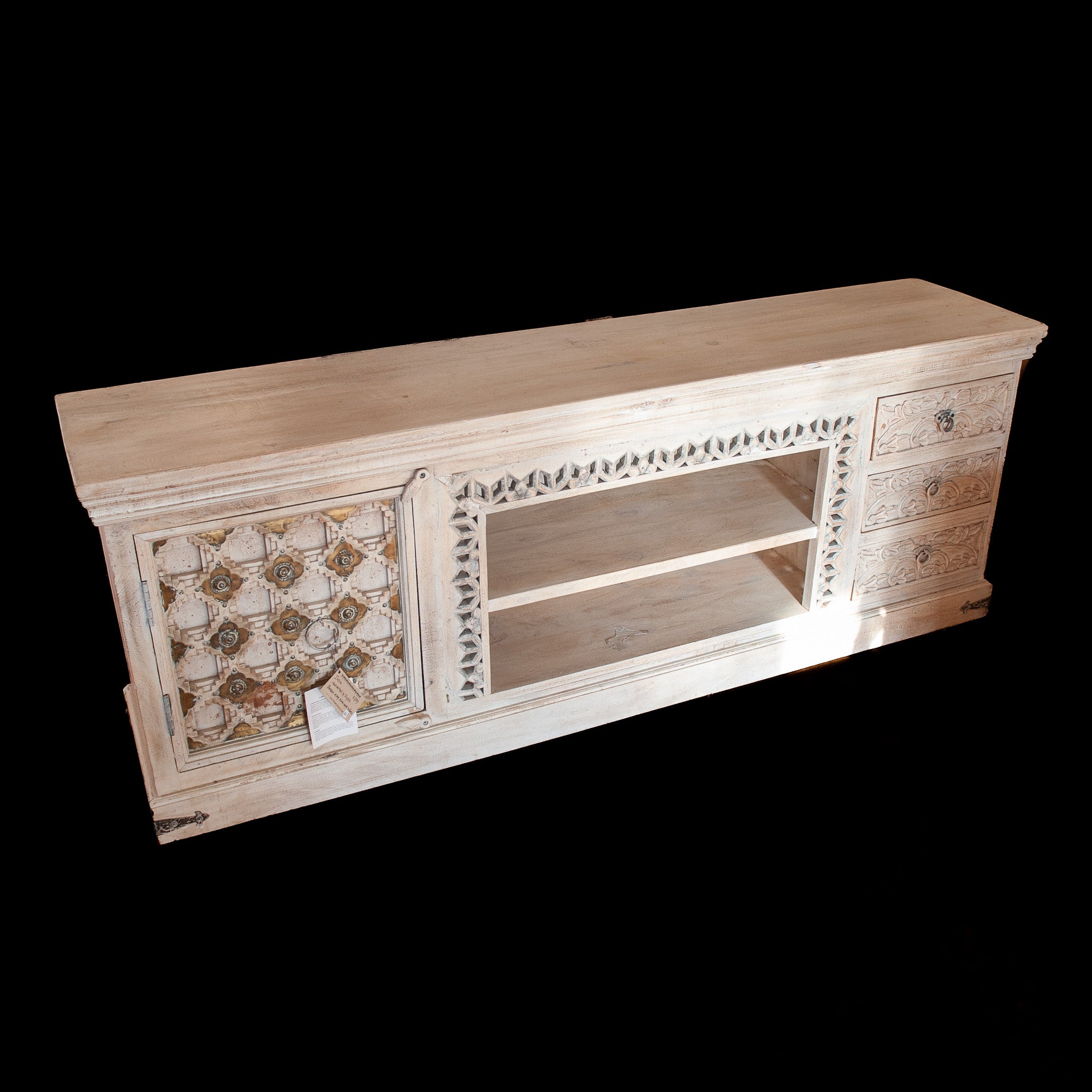 Indian Mindi Wood & Brass Media Unit – One World Bazaar