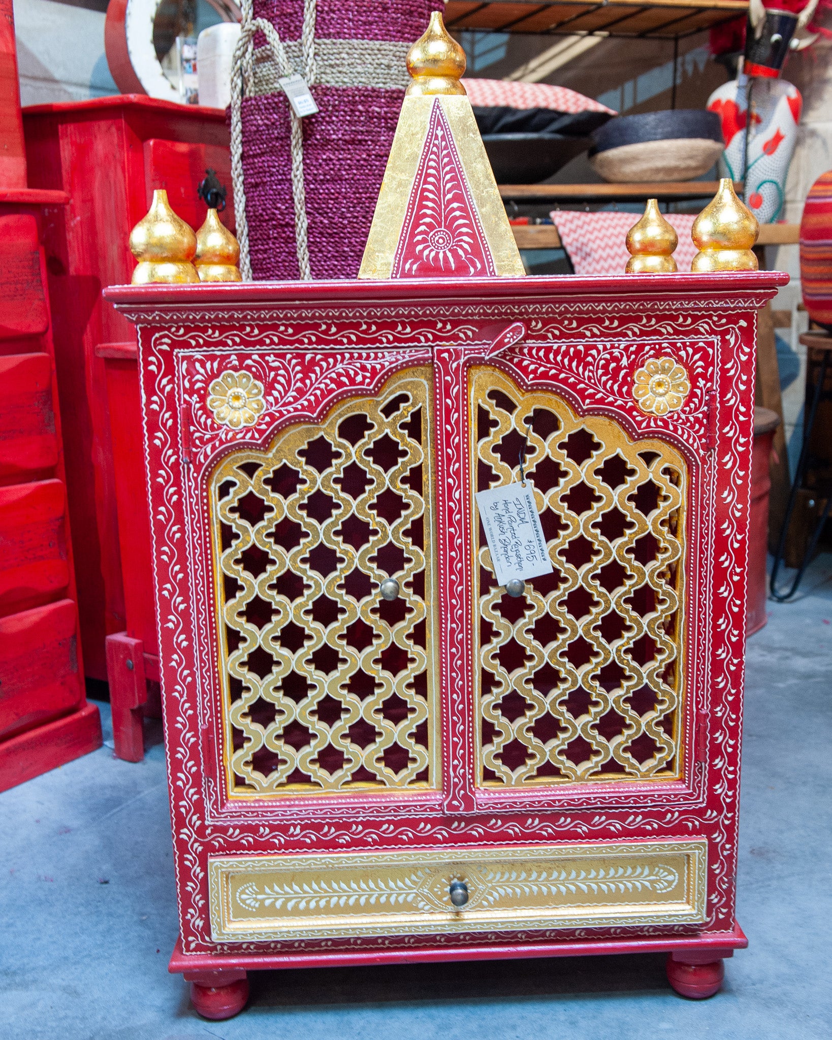 Rajasthani Handcrafted Wooden Temple Cabinet - One World Bazaar