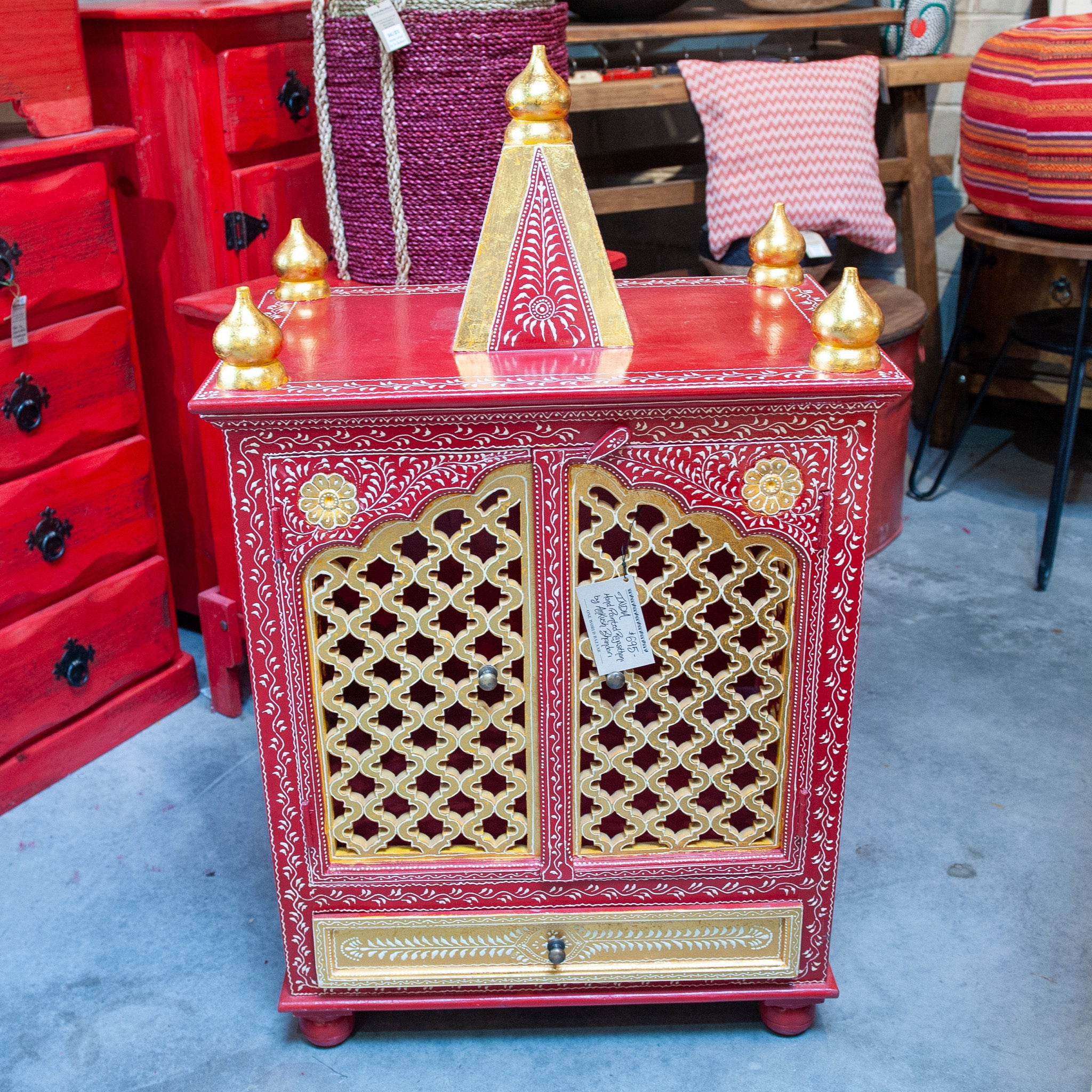 Rajasthani Handcrafted Wooden Temple Cabinet – One World Bazaar