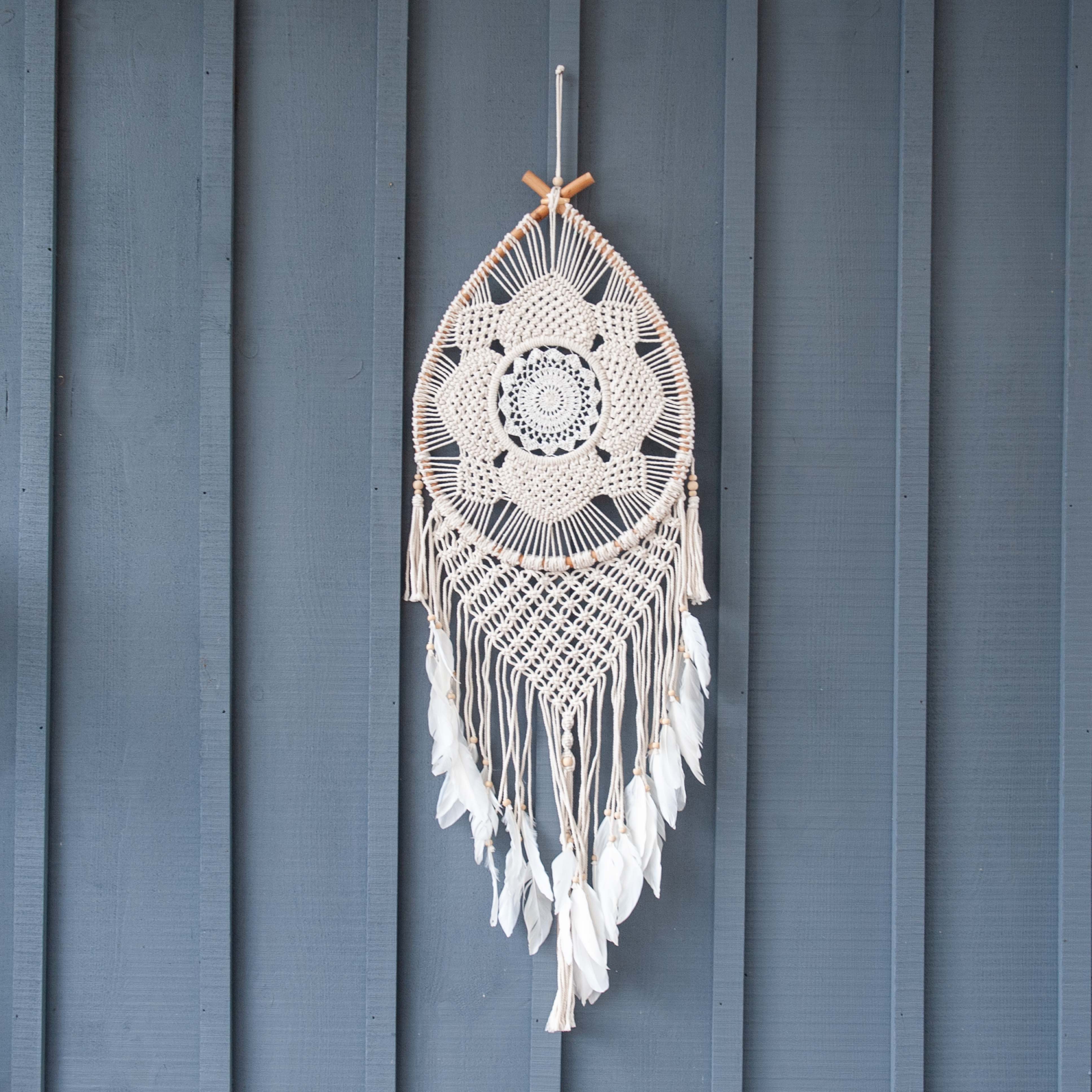 Macrame Teardrop Dreamcatcher Wall Hanging – One World Bazaar